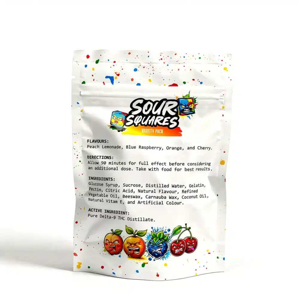 Sour Squares - Sour Variety Gummies - 1000mg - Ganjagrams